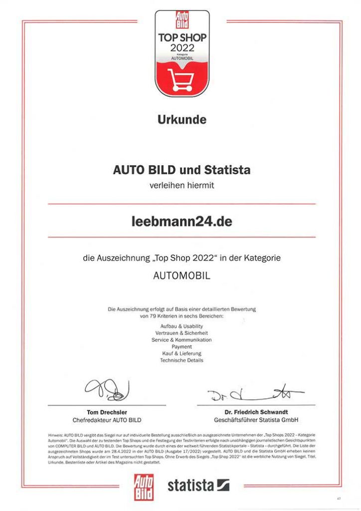 Leebmann24 Top Shop Auto BILD 2022 - Leebmann Gruppe